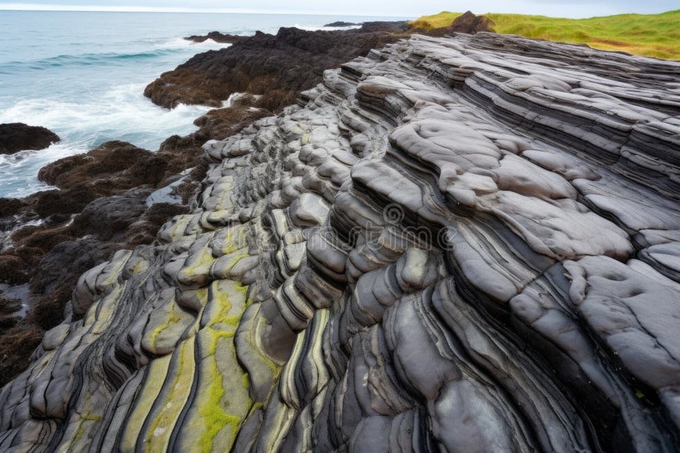 Folded Layers of a Lava Flow Edge Stock Photo - Image of earth ...