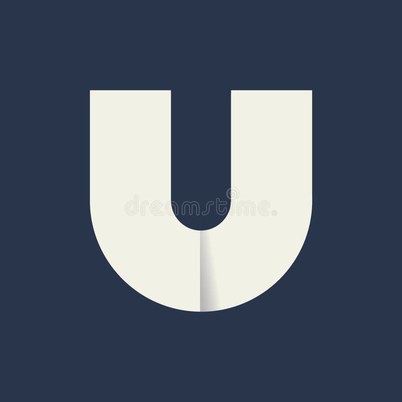 Folded Letter U. Vector Illustration Decorative Design Stock Vector ...