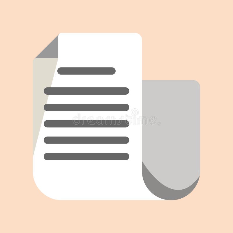 Folded Long Paper Document Flat Icon Vector Illustration. Stock Vector ...