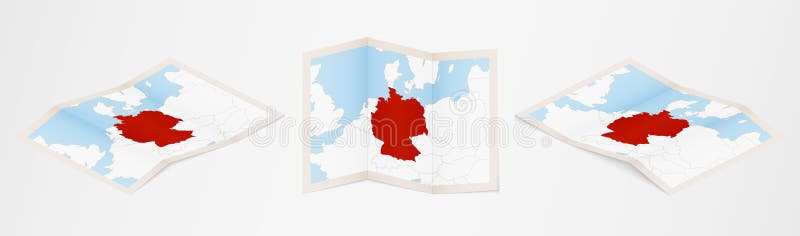 Folded Map of Germany in Three Different Versions Stock Vector ...