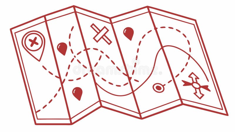 Folded Map with Pins, Detailed Travel Navigation. Vector Design ...