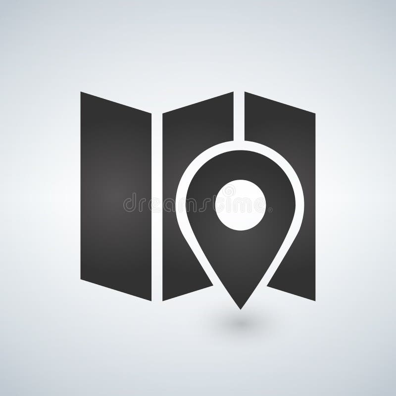 Folded Map with Point Marker, Illustration. Stock Illustration ...