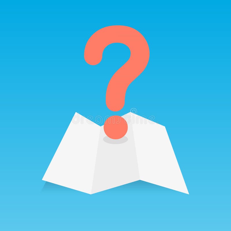Folded Map with a Question Mark. Vector Illustration, Flat Design Stock ...