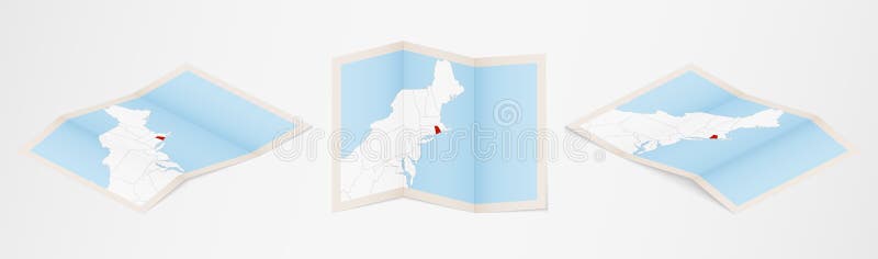 Folded Map of Rhode Island in Three Different Versions Stock Vector ...