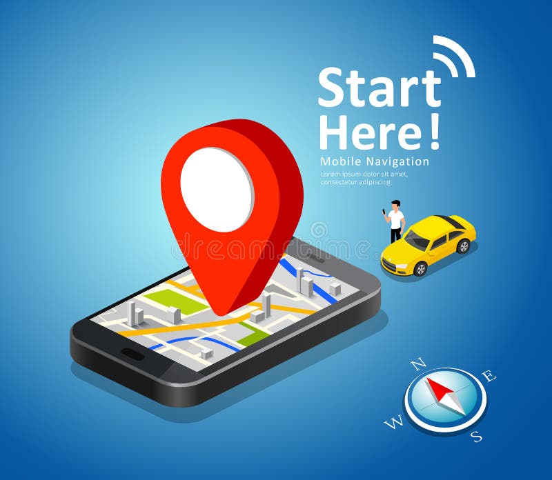 Folded Maps Navigation with Red Color Point Markers Stock Vector ...