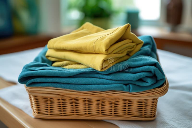 Folded Microfiber Cleaning Cloth in a Laundry Basket Stock Illustration ...