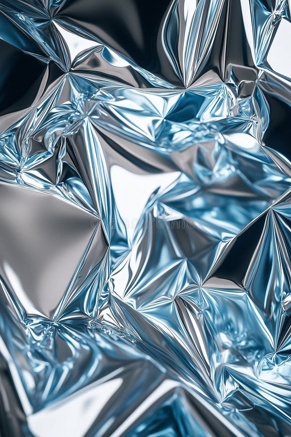 Folded Mirrored Chrome Texture with Creases and Distorted Reflections ...