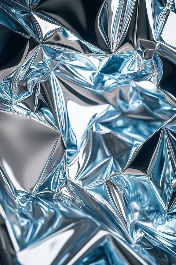 Folded Mirrored Chrome Texture with Creases and Distorted Reflections ...
