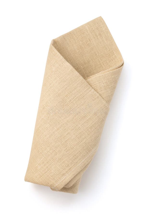 Folded Napkin on White Table Stock Photo - Image of texture, border ...