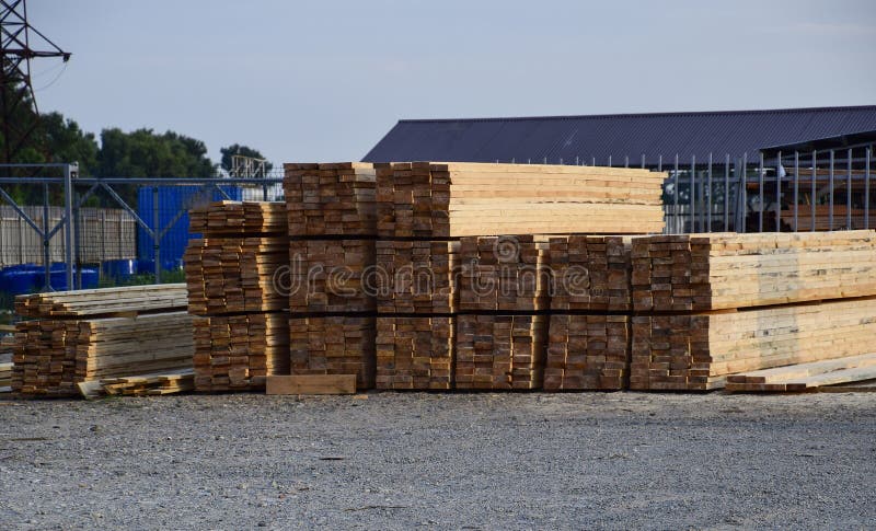 Folded New Board at the Construction Base. Timber Stock Photo - Image ...