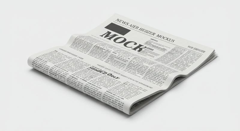 Folded Newspaper with Black and White Print, Featuring a Prominent ...