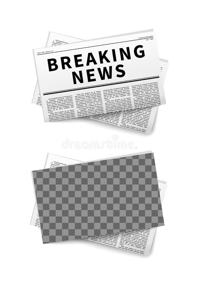 Folded Newspaper with Breaking News Header, Transparent Mockup ...