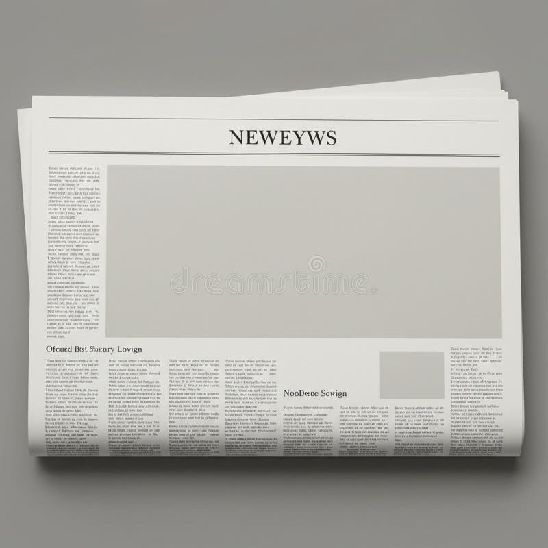 Folded Newspaper Featuring a Mock-up Design with the Headline "NEWEYWS ...