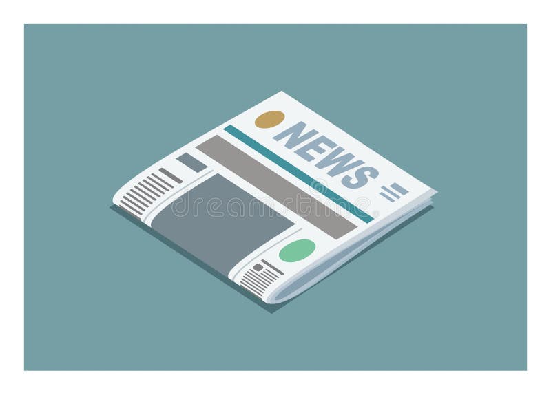 Folded Newspaper in Isometric View. Simple Flat Illustration. Stock ...