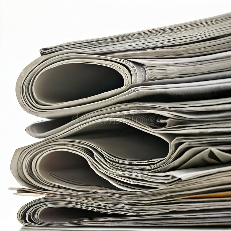 Folded Newspaper Stack on White Background Stock Illustration ...