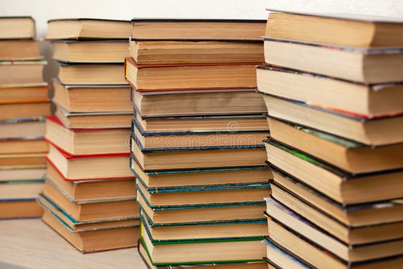 Folded Old Paper Books. Library Stacks of Old Books, Bookstore Stock ...