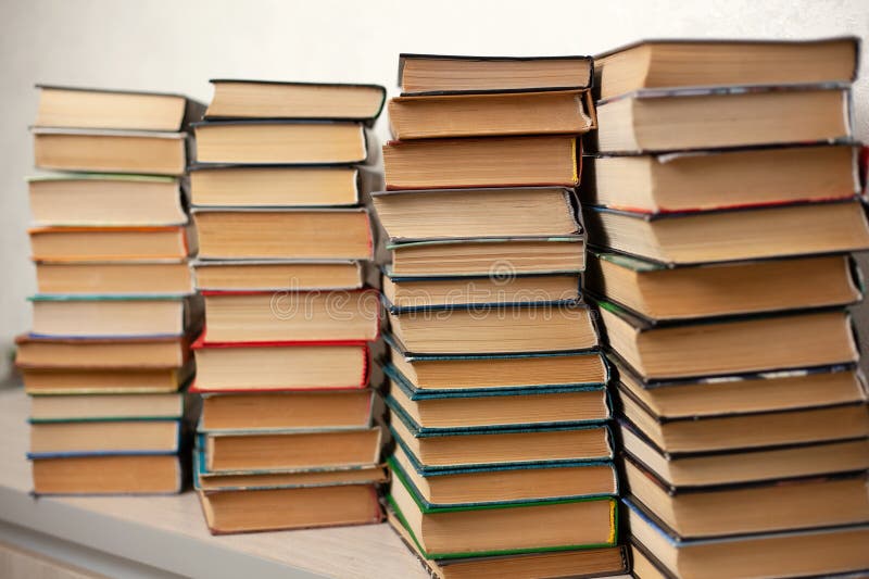 Folded Old Paper Books. Library Stacks of Old Books, Bookstore Stock ...