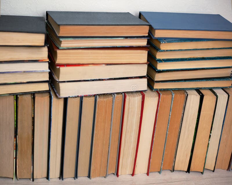 Folded Old Paper Books. Library Stacks of Old Books, Bookstore Stock ...