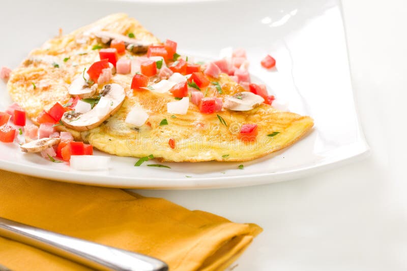 Folded Omelette stock photo. Image of large, onions, mushroom - 10740126