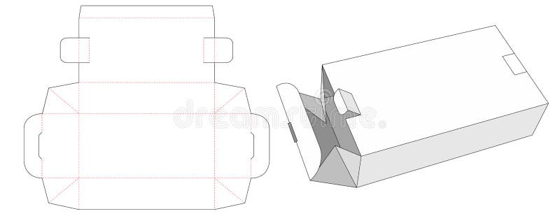 Folded Packaging Box with 2 Locks Die Cut Template Stock Vector ...
