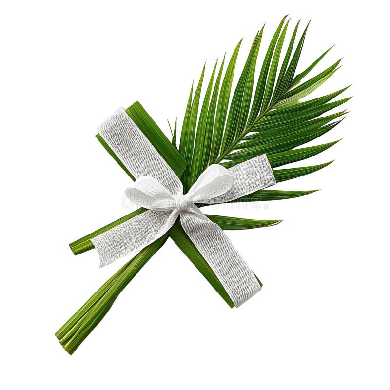 Folded Palm Cross Adorned with White Ribbon, Symbolizing Easter Stock ...