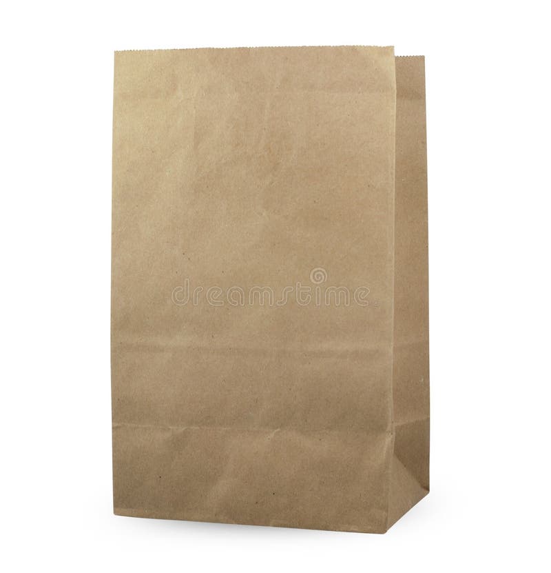 Folded Paper Bag Isolated on White Background Stock Image - Image of ...