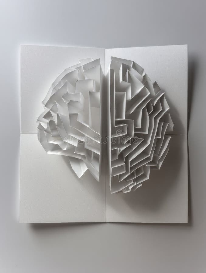 Folded Paper Brain Unfolding into Intricate Pathways Revealing ...