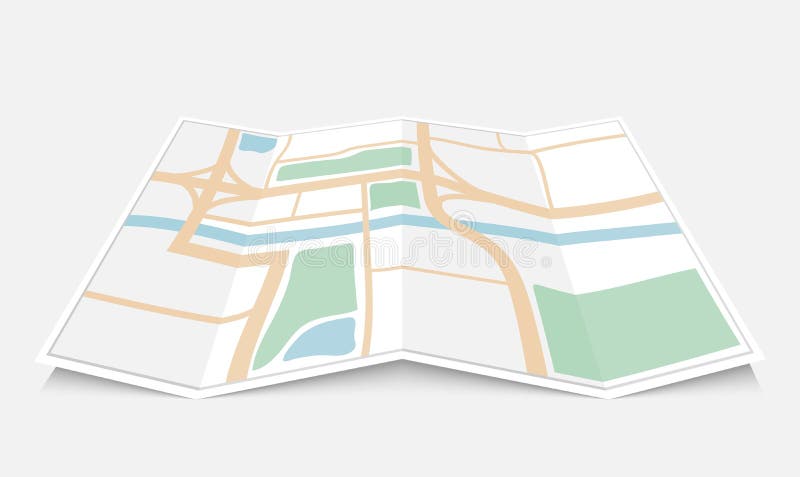 Folded Paper City Map, Vector Illustration Stock Vector - Illustration ...