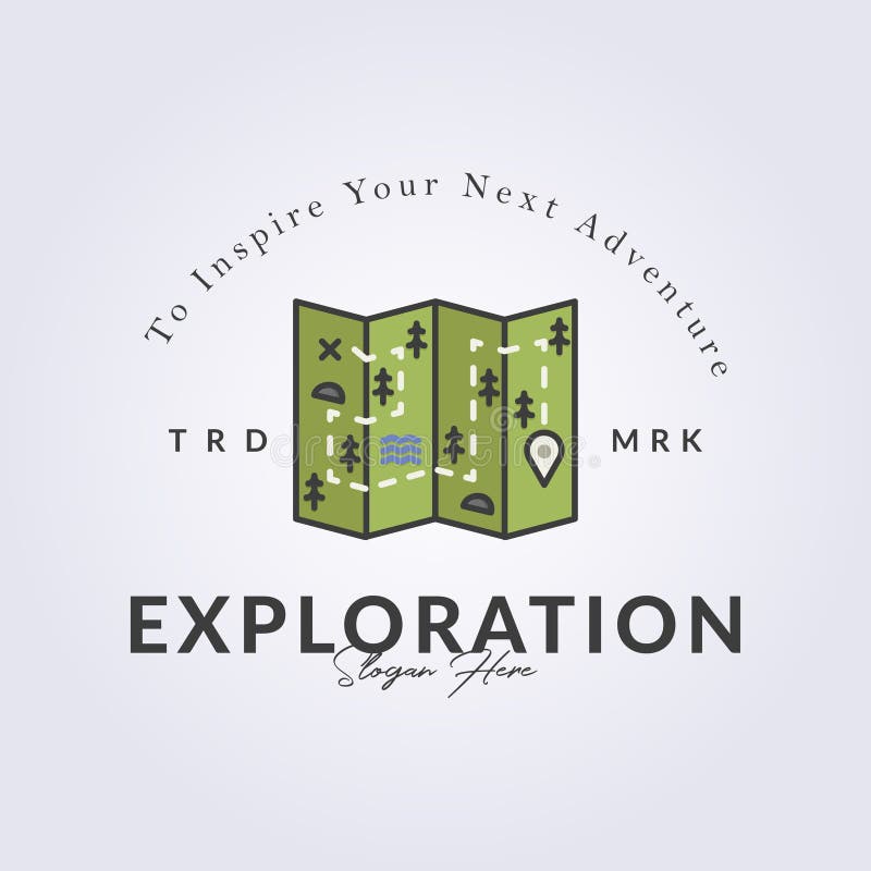 Folded Paper Map Logo Template Design, Outline Map Trails Logo Symbol ...