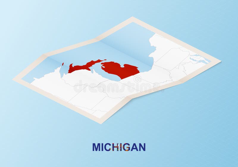Folded Map of Michigan in Three Different Versions Stock Vector ...