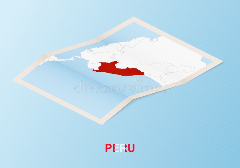 Folded Map of Peru in Three Different Versions Stock Vector ...