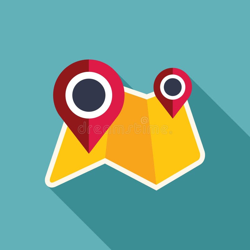 Folded Paper Map with Two Red Location Pins Showing Destination Points ...