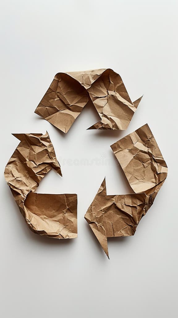 Folded Paper Recycle Shape - Environmental Concept on a Piece of Paper ...