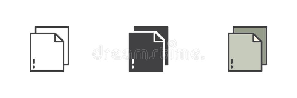 Folded Paper Sheet Icon Set in Line, Solid and Filled Outline Style ...