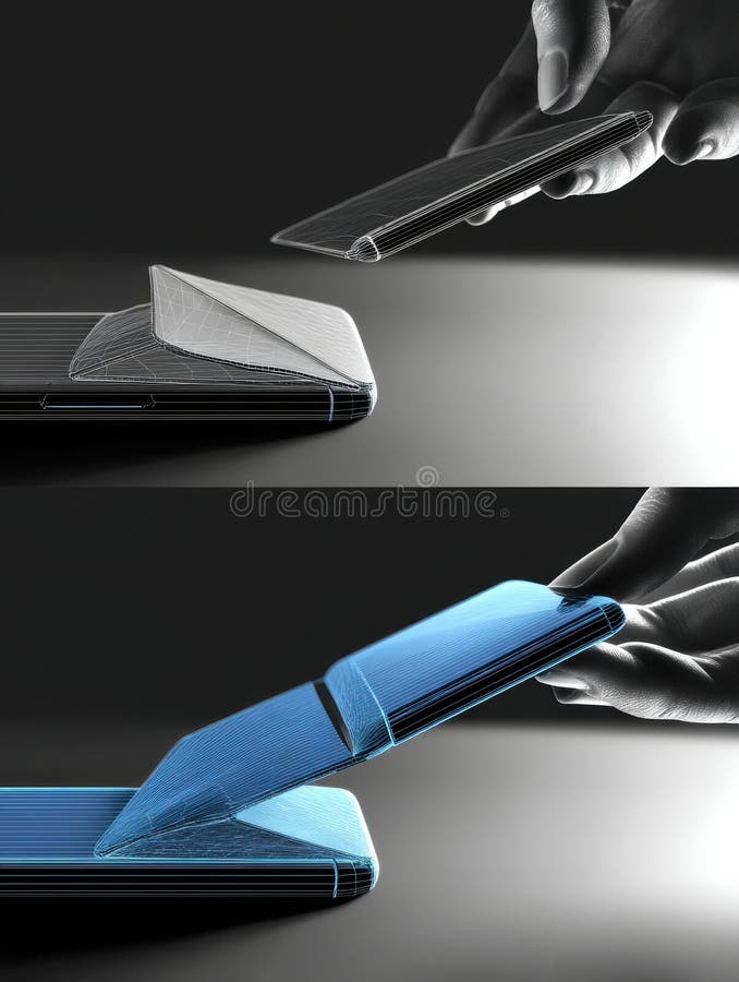 Folded Phone Transforming into a Wearable Device Showcasing Innovative ...