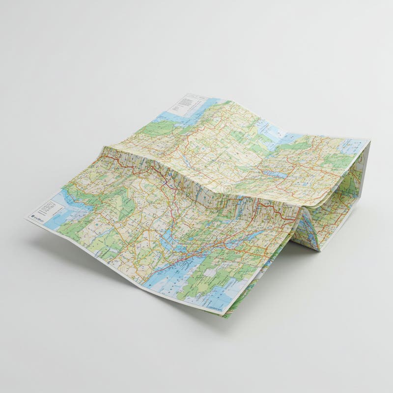 A Folded Physical Map on a Plain Surface, Displaying Detailed ...