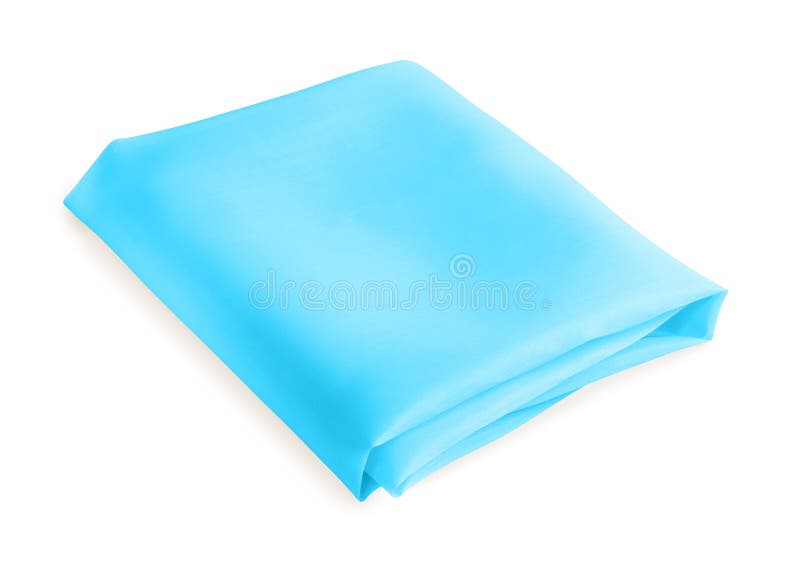 Folded Piece of Light Blue Fabric Isolated on White Stock Image - Image ...