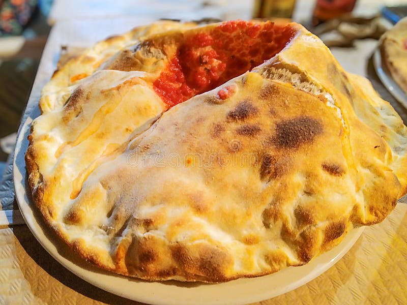 Folded Pizza Calzone Served Restaurant Table Stock Photos - Free ...