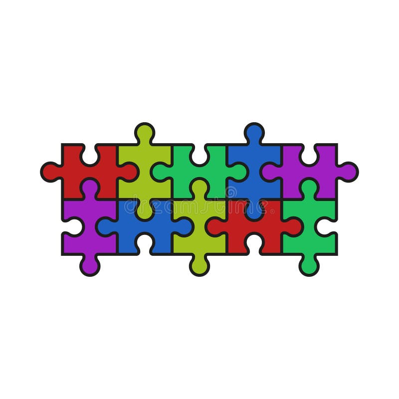 Two Colored Puzzle Pieces Joined Together. Vector Illustration Stock ...