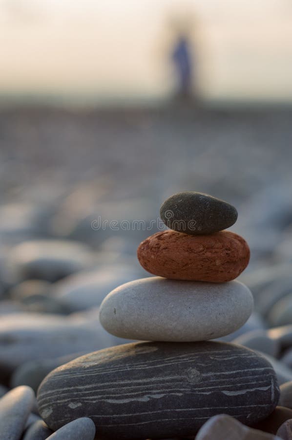 Stack of Zen Stones on Pebble Beach Stock Photo - Image of tranquil ...