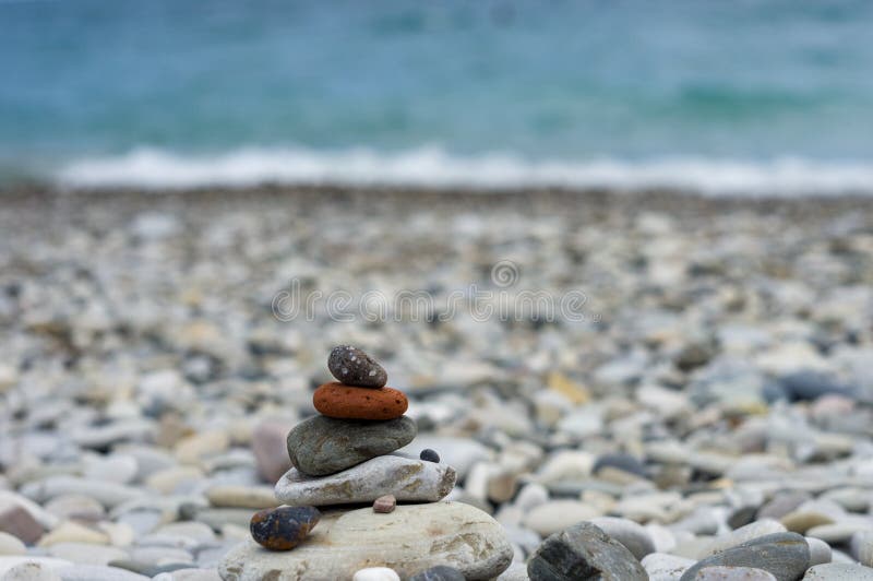 Stack of Zen Stones on Pebble Beach Stock Photo - Image of stones ...