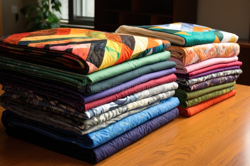 Folded Quilts Ready for Charity Quilt Auction Stock Image - Image of ...