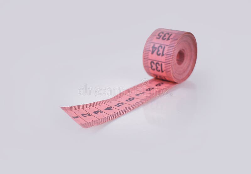 Folded Red Centimeter Isolated on a Gray Background Stock Image - Image ...