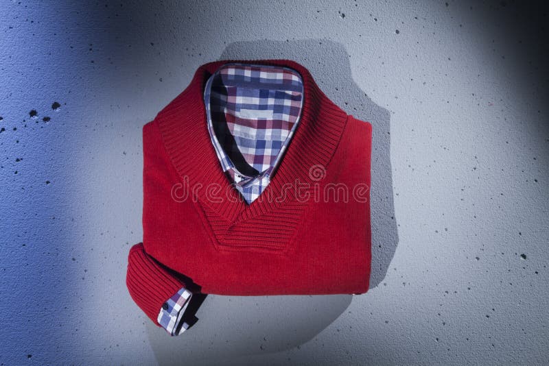 Folded Red Sweater Isolated. Stock Photo - Image of blue, clothes ...