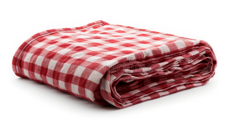 Folded Red and White Checkered Blanket on a White Background, Classic ...