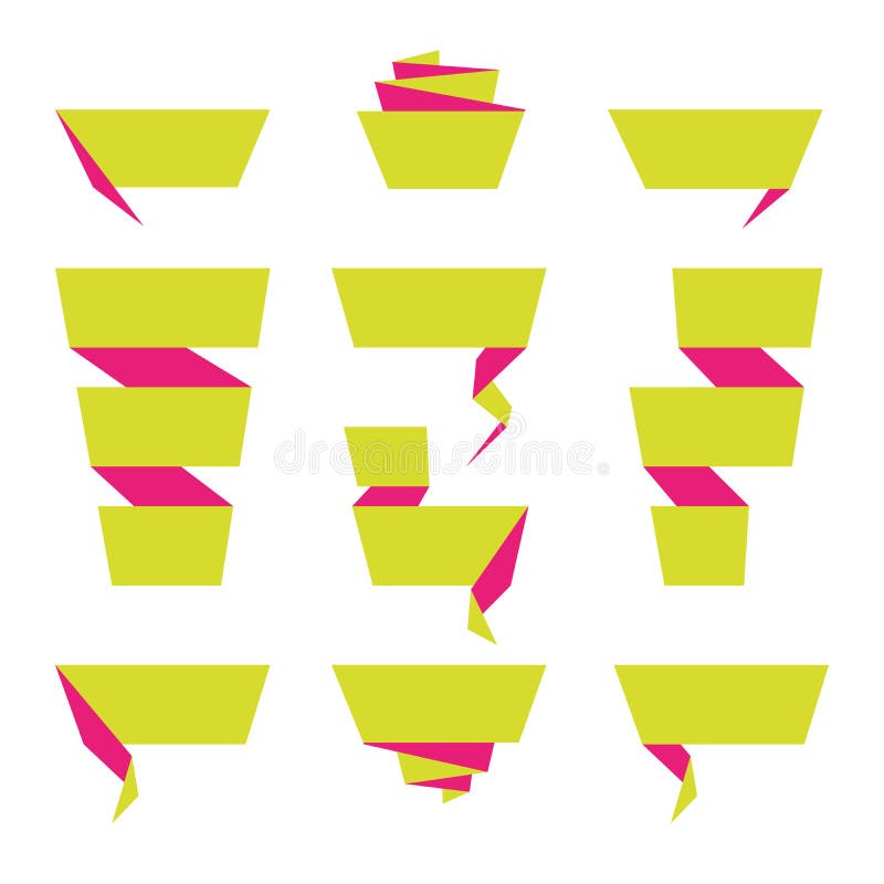 Folded Ribbon Banner Set. Collection of Label Templates Stock Vector ...