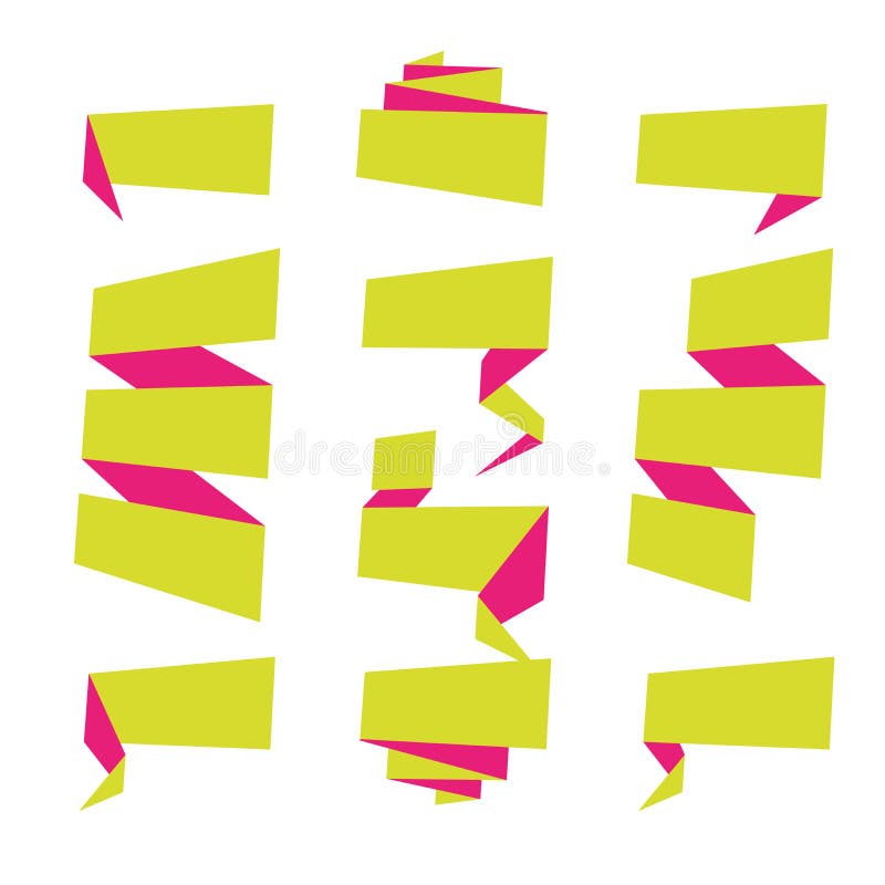 Folded Ribbon Banner Set. Collection of Label Templates Stock Vector ...