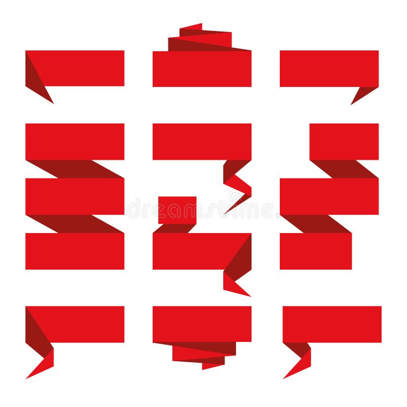 Folded Ribbon Banner Set. Collection of Red Label Templates Stock ...