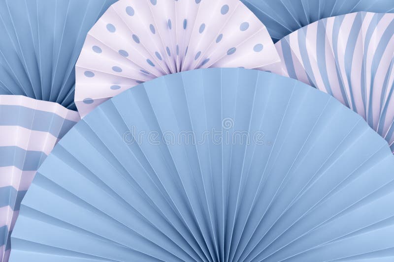 Folded Round Blue and White Paper Fan Background Stock Photo - Image of ...