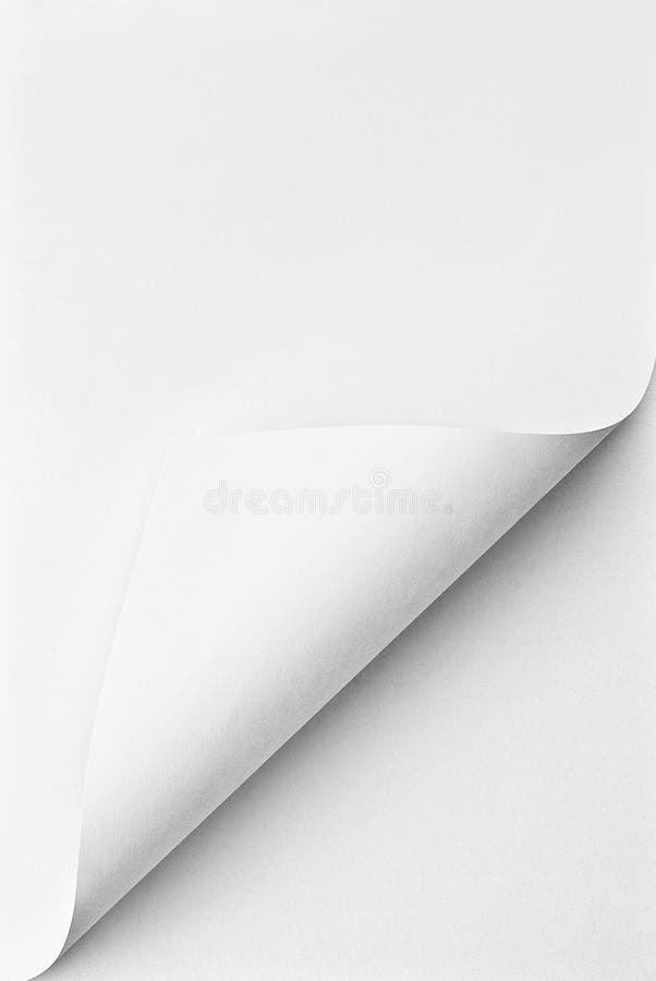 Folded Sheet of Paper with Curled Corner Stock Image - Image of open ...
